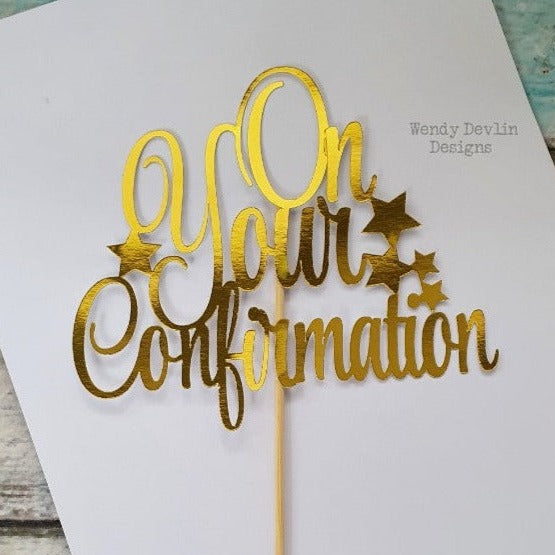 "On Your Confirmation" card cake topper – Devlin Design Studio