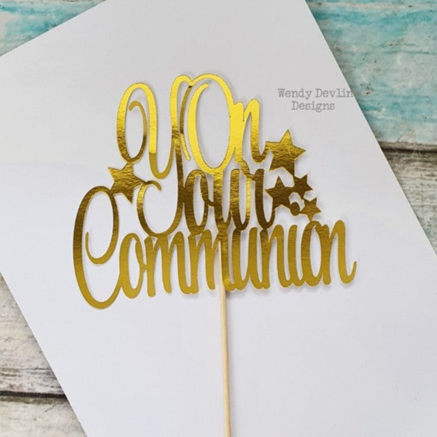 "On Your Communion" card cake topper – Devlin Design Studio