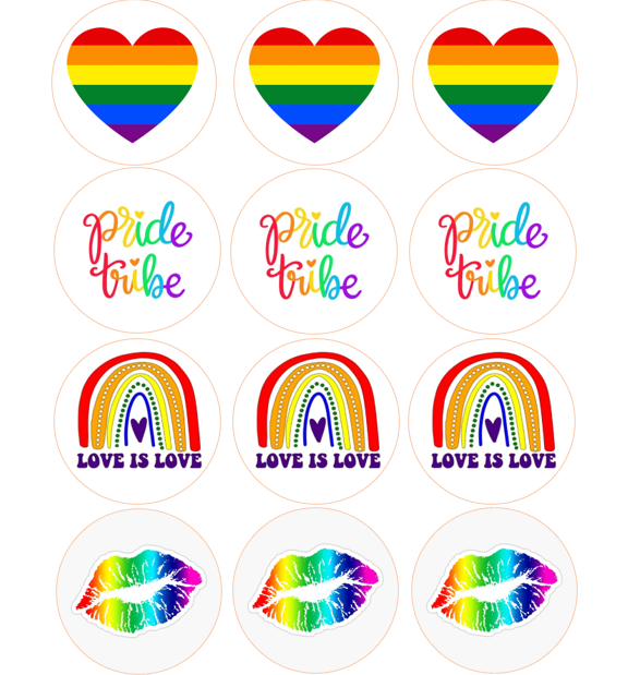 Pride Edible Cupcake edible image mix (15 to a sheet) – Devlin Design Studio