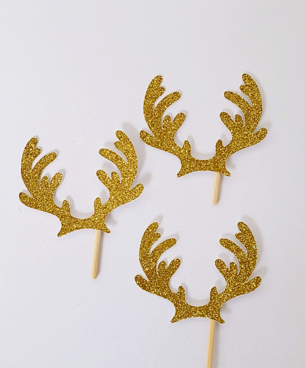 12 x Reindeer Antler glitter card cupcake toppers – Devlin Design Studio