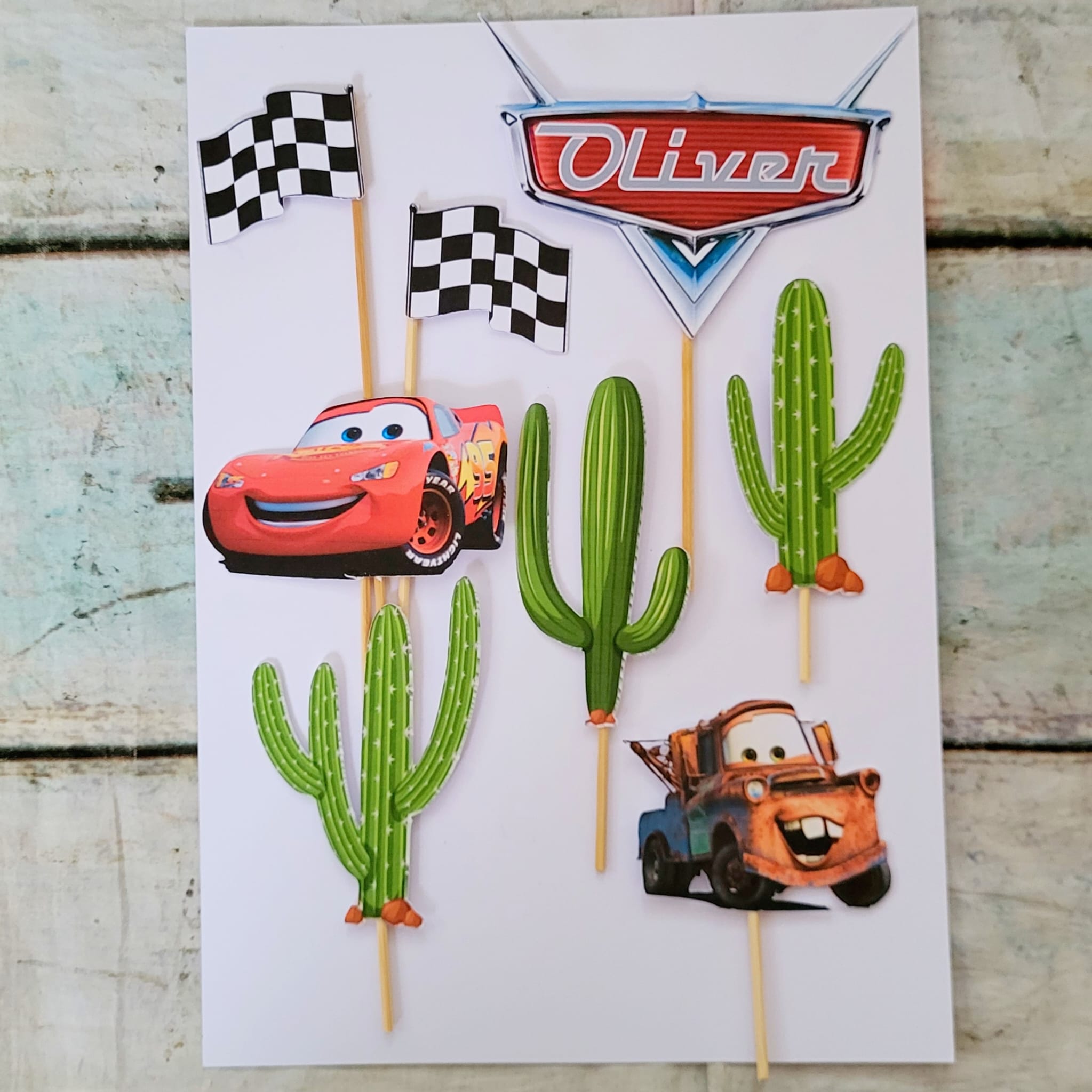 Lightning McQueen Cars card cake toppers (personalised) – Devlin Design ...